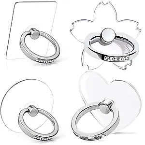 Transparent Clear Cell Phone Ring Grips Holder for Apple iPhone Samsung Galaxy, Finger Ring Stand for Smartphones Tablets Cases(4 Pack£©