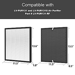GoKBNY LV-PUR131 Replacement Filter Compatible with LV-PUR131 and LV-PUR131S Purifiers, LV-PUR131-RF, 2HEPA Filters + 2Activated Carbon Filters