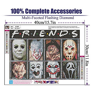 Halloween Diamond Painting Kits for Adults,Horror Theme Diamond Art Kits, 5D DIY Full Drill Diamond Dots Paintings with Diamonds Gem Art and Crafts for Home Wall Decor-12X16inch