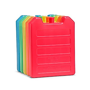 Cool Coolers by Fit + Fresh, 5 Pack Days of the Week Ice Blocks, Compact Reusable Ice Packs for Lunch Boxes & Coolers, Multi Colored