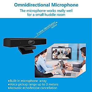 iTOPVIS 3-in-1 Full HD 1080P Conference Webcam with Microphone and Speaker, Wide Angle USB Video Conference Camera for Mac, PC, Laptop, Desktop(Black)