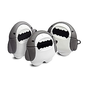 Kawaii Cartoon Shark Jaws Silicone Protective Case for AirPods 2nd Generation, The New 3 or 3rd Generation and The AirPod Pro (for AirPod Pro) (for AirPod 3, 3rd Gen)