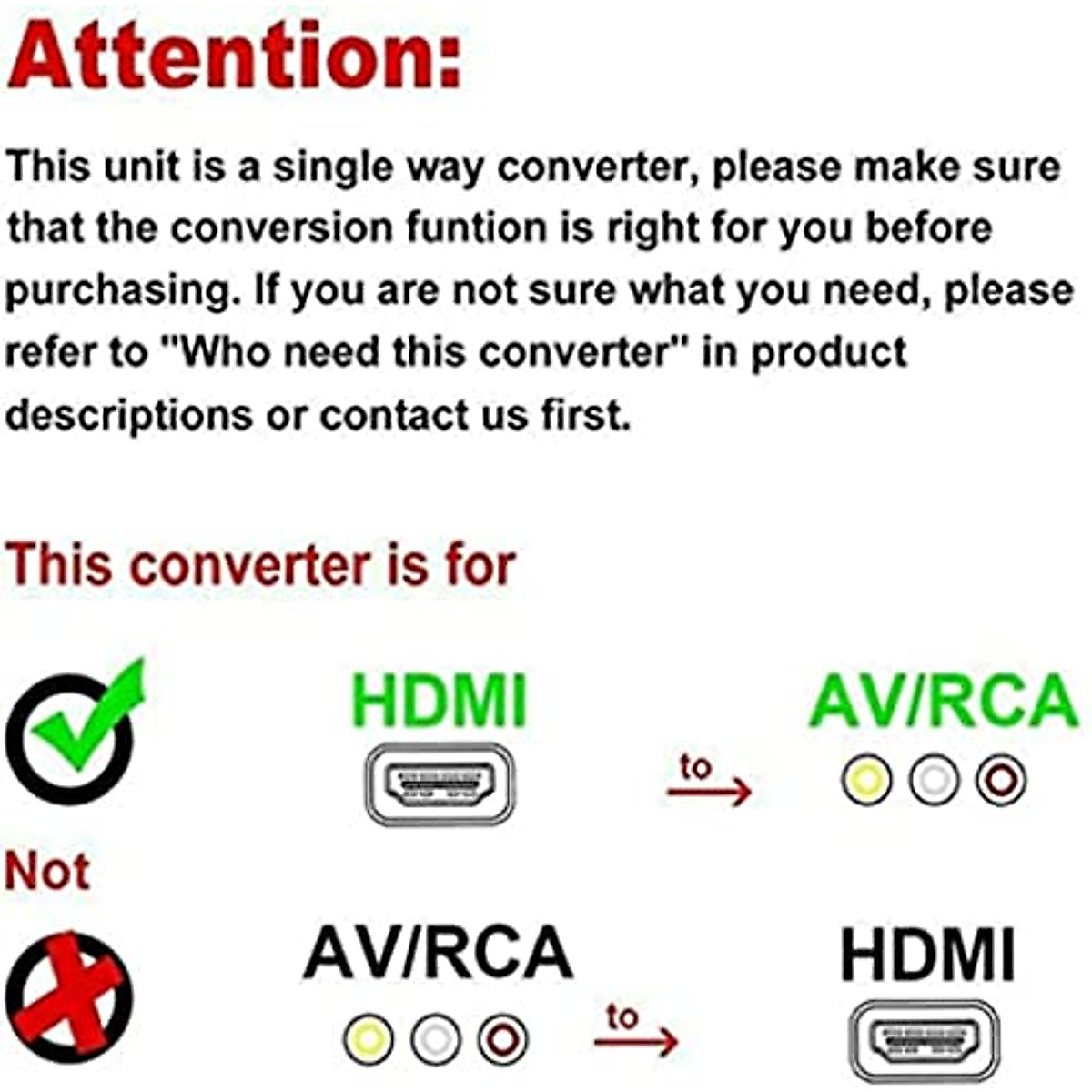 FDBV Adapter for HDMI to RCA AV Converter Video Audio 1080p HDMI to AV 3RCA CVBs Composite Supports PAL/NTSC for TV Stick, Roku, Chromecast, Apple TV, PC, Laptop, Xbox, HDTV, DVD-Black