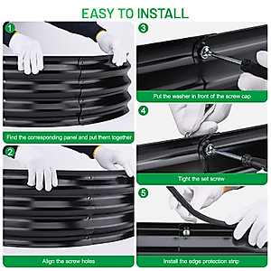 NovDeco Raised Garden Bed, 6x3x1ft Galvanized Oval Raised Planter Bed Outdoor, Rot-Resistant Metal Planter Box for Vegetables Flowers Herb Patio Ground