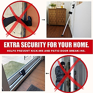 SECURITYMAN 2-in-1 Door Security Bar with Alarm & Sliding Door Stopper Security Bar with 120db Loud Alert Siren - Durable & Rugged Iron, (Protects Against Scratches), White 2021 Model (SECURITYBARS)