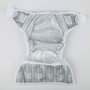 Baby Cloth Diaper Cover Nappy Hook and Loop Double Gusset 6.6lbs to 33lbs (Grey Arrow) One Size