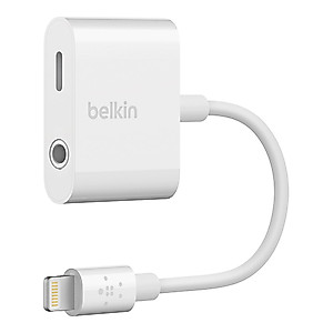 Belkin RockStarTM Lightning to 3.5mm Audio Cable + Audio Charger Splitter, 2-in-1 Aux iPhone Headphone Adapter & Charger Dongle Bundle with Belkin MiXiT Tangle-Free Aux / Auxiliary Cable, 3 Feet (Black) - AV10127tt03-BLK