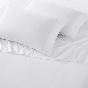 Vera Wang - Pillow Case Set, Luxury Sateen Cotton Bedding, 800 Thread Count, Soft & Smooth Home Decor (White, Standard Pillowcases)