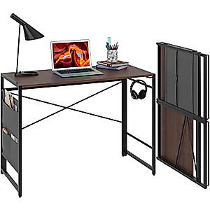 YOMT Foldable Desks for Small Spaces,Small Folding Writing Computer Desk Table with Storage Bag,Portable desks for Home Office,Brown