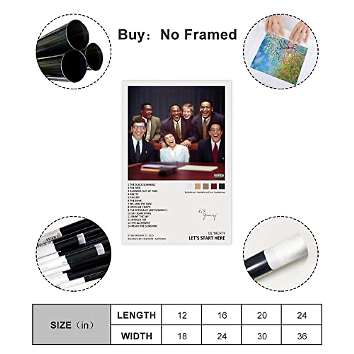 TOBIANG Lil Poster Yachty Let's Start Here Music Album Cover Signed Limited Poster Canvas Poster Bedroom Decor Sports Landscape Office Room Decor Gift Unframe:16x24inch(40x60cm)