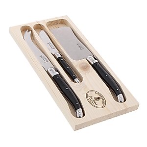 Jean Dubost 3 Piece Cheese Set with Handles, Black