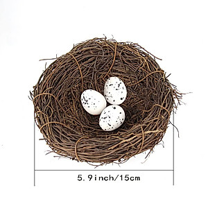 Asekonc 4PCS Easter Birds Nest Decorating, Rattan Nest for Crafts Home Party Decor Party, Wedding Patio Garden Succulent Planter Moss Landscape DIY Terrarium(5.9Inch)