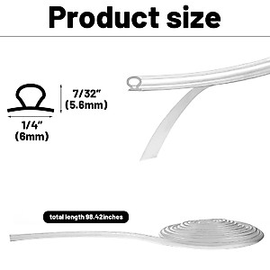 Tondiamo Shower Door Side Seal Glass Translucent Shower Door Side Seal Strip PVC Door Soft Clear Bulb Seal for Gap(7/32 x 98.4 Inches, 2 Rolls)