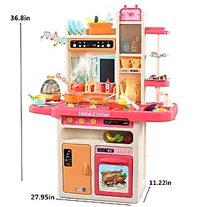 JAWM Kitchen Playset with Real Cooking and Water Boiling Sounds Gifts for Kids Girls Boys