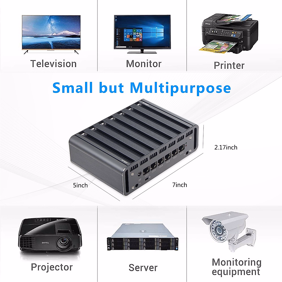 VNOPN Micro Firewall Appliance 6 LAN Intel Core i3 6006U 8GB DDR4 128GB SSD, 6 Intel i211 NIC Gigabit Ports Industrial Fanless Mini PC, Network Soft Router Mini Computer, Support AES NI/WiFi