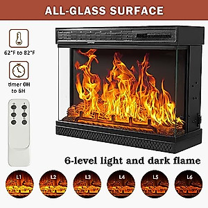 oneinmil Fireplace TV Stand with 3-Sided Glass Electric Fireplace,59'' Modern Media Entertainment Center with Farmhouse Glass Door Storage Cabinet, TV Cabinet for TVs up to 65",for Living Room,White