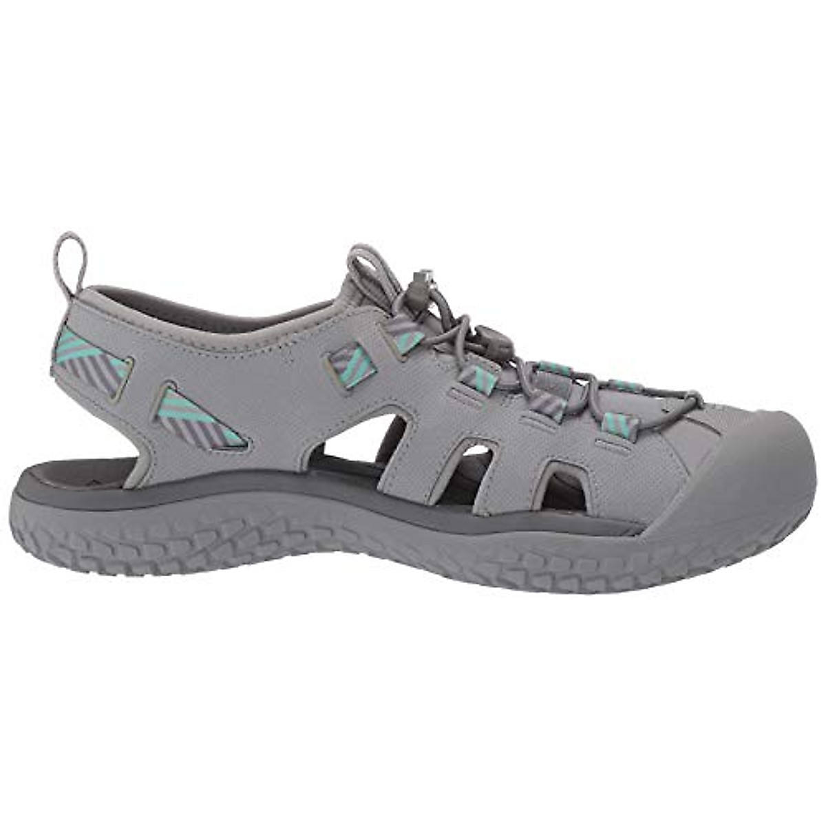 KEEN Womens SOLR High Performance Sport Closed-Toe Water Sandal Shoe, Light Gray/Ocean Wave , 10