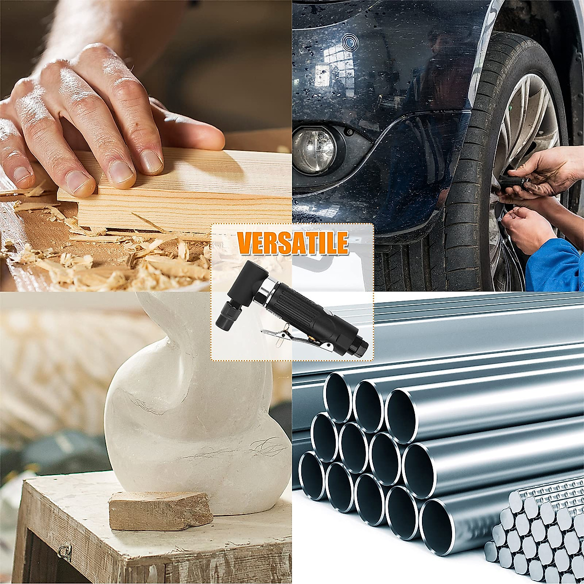 YON.SOU. Air Die Grinder - 1/4" with 22 pcs 2-inch roll lock sanding discs, Right Angle, 20,000 RPM, Pneumatic Power, 90 Degree,Small, air die grinder kit