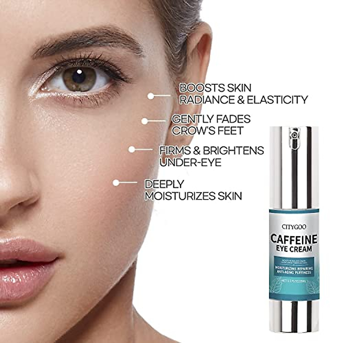 CITYGOO Caffeine Eye Cream,Eye Cream Anti Aging,Eye Cream With Collagen, Caffeine, Polypeptide - For Wrinkles, Fine Lines, Under Eye, Bags, Crows Feet Eye Lift Treatment For Men & Women…