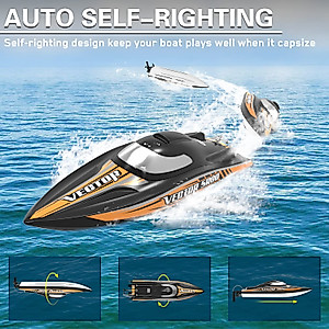 VOLANTEXRC Brushless Remote Control Boat VectorSR80 45MPH High-Speed RC Boats for Adults Ready to Run Waterproof Design Fast RC Boat with Self-Righting for Lake & River Toy Gifts (798-4 RTR)