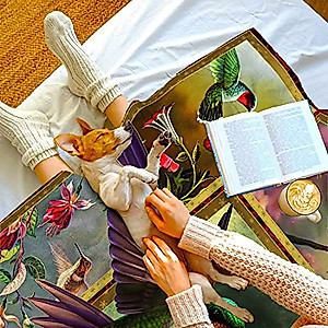 Hummingbird Blanket Summer Blanket Queen Spring Fleece Blanket Huming Birds Throw Blanket Lightweight Blanket Gift Plush Fleece Blanket Hummingbird Themed Gifts for 4TH July Girls Women Bird Lover