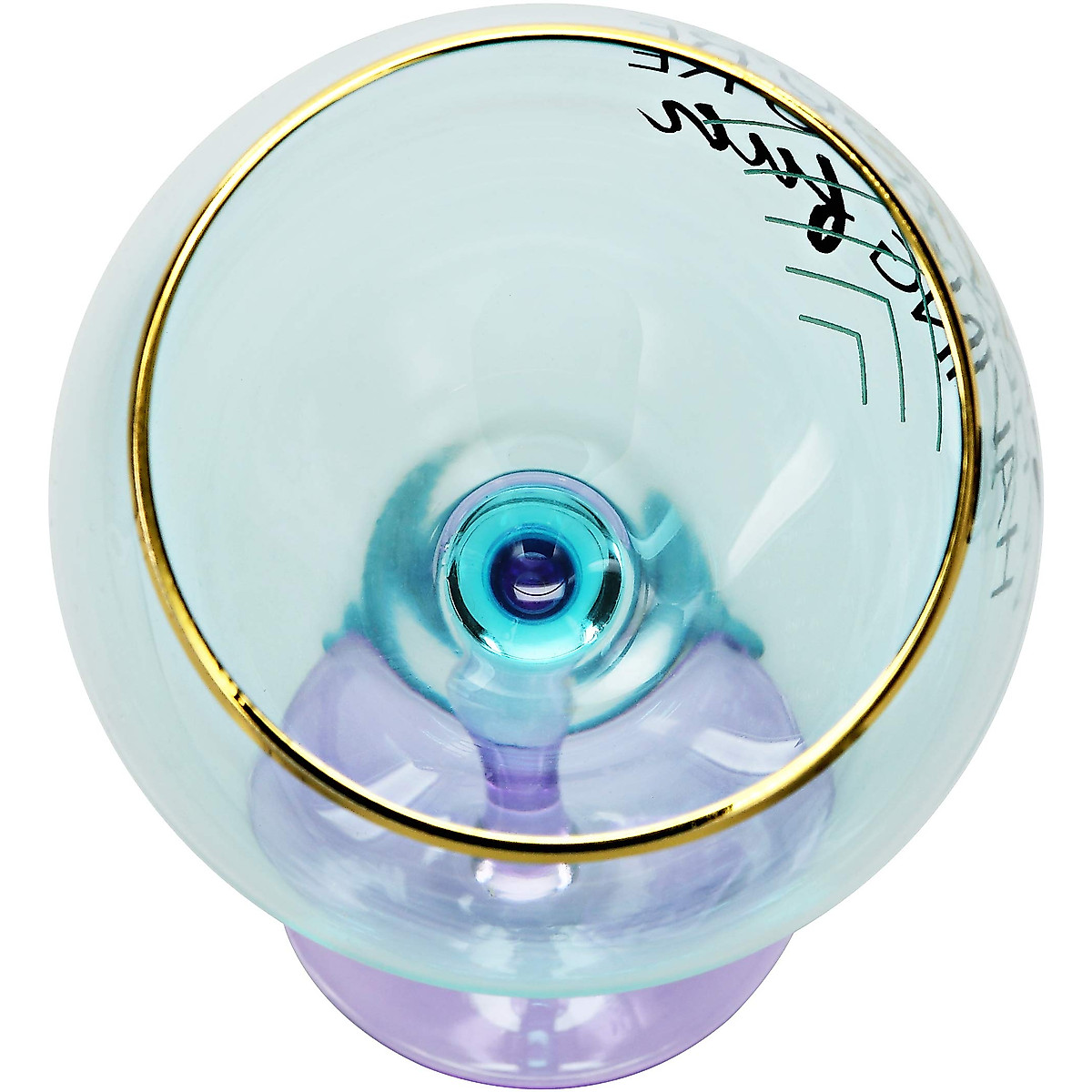 Pavilion Gift Company Flies When You're Having Fun 11 Oz Blue Ombre & Gold Unique Tipsy Stemmed Wine Glass