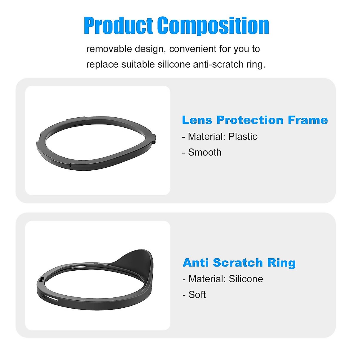 M AMVR [Pro Version] Lens Anti-Scratch Ring Protecting Myopia Glasses from Scratching VR Headset Lens Compatible for Meta Quest 2, Quest, Rift S or Meta Go, with Preventing Light-Leaking Design