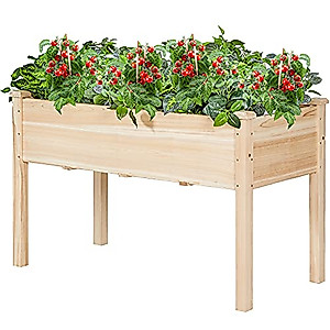 AMERLIFE Raised Garden Bed 48x30x24 Inch - Elevated Wooden Planter Box Stand with Legs for Vegetable Flower Herb Outdoor Gardening Backyard Patio,30 Inch Height 380 lbs Capacity
