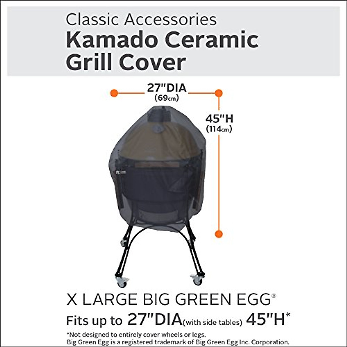 Classic Accessories Water-Resistant 27 Inch Kamado Ceramic BBQ Grill Cover