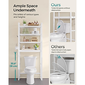 SONGMICS Over The Toilet Storage, 4-Tier Over Toilet Bathroom Organizer with Adjustable Shelf, Fit Most Toilets, Space-Saving, Easy Assembly, Cloud White UBTS041W01