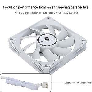 Thermalright TL-8015W CPU Fan Computer case Fan Quiet 4pin PWM PC Fan, 15mm Slimline Cooler Fan, 2200RPM Speed, 80mm CPU Cooling Fan(White)
