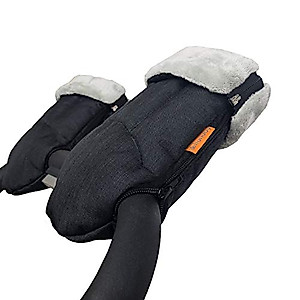 liuliuby CozyMitts - Insulated Stroller Gloves/Stroller Hand Muff - Stroller Accessories for Winter - Water Repellent Stroller Mittens for Freezing Cold Weather - Hand Warmers (Black)