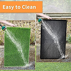 LOOBANI 35in x 23in Extra Large Grass Porch Potty Tray, 2-Pack Replacement Artificial Grass Puppy Training Pads, Quickly Absorbency Portable Dog Patio Potty for Balcony/Apartment Use