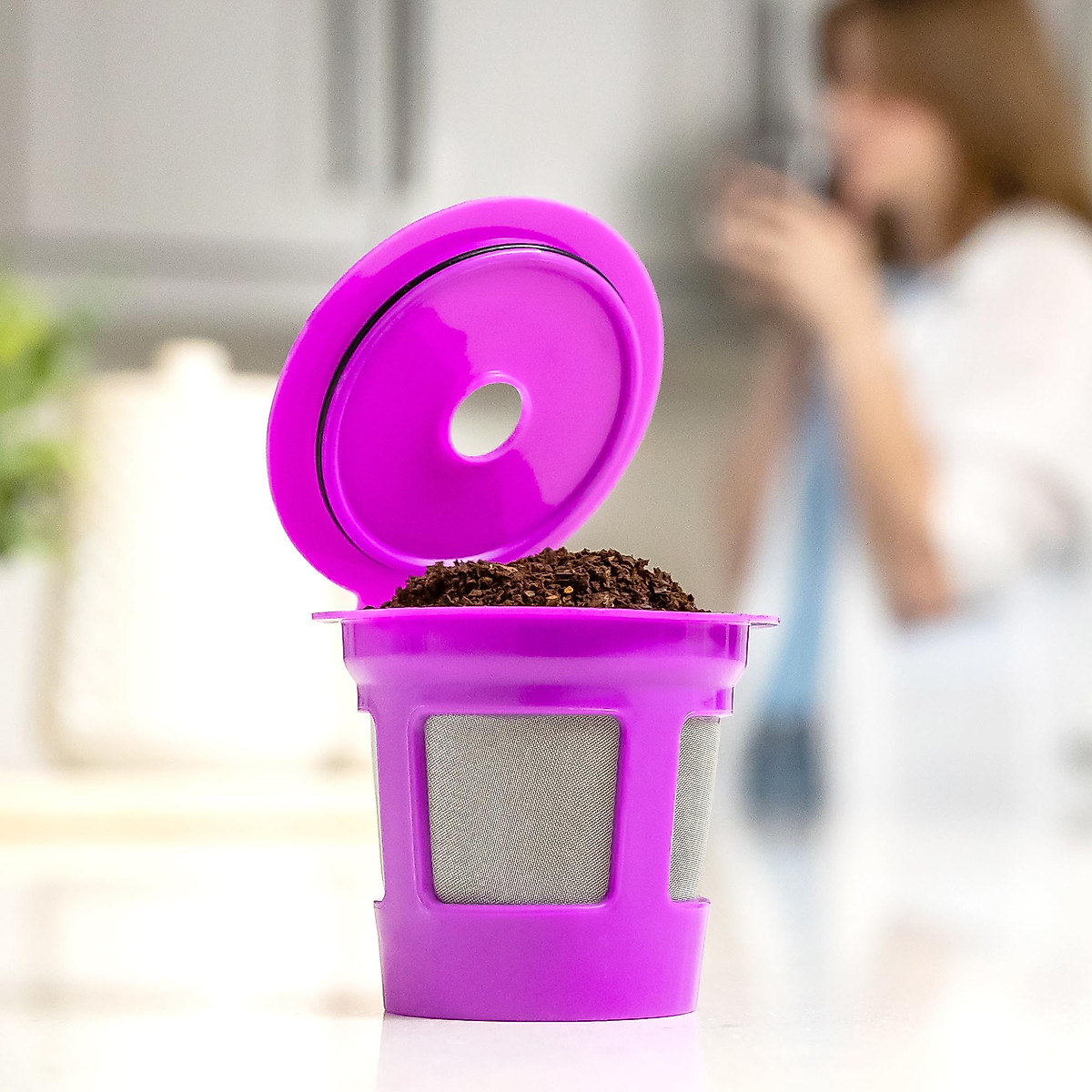 Perfect Pod Cafe Save Reusable K Cup Pod Coffee Filters - Refillable Coffee Pod Capsules with Built-In, Integrated Mesh Strainer for Use with Keurig & Select Single Cup Coffee Machines, 4-Pack