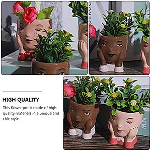 Cabilock 3pcs Ceramic Flowerpot Face Flower Vase Ceramic Indoor Planters Ceramic Head Pots for Plants Animal Succulent Planter Head Flower Pot Ceramic Pot Ceramics Head Flowerpot Flowers
