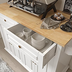 Alorksi Rolling Kitchen Island with Drop Leaf, Mobile Kitchen Carts on Wheel with Storage Cabinet, Drop Leaf Island Table for Kitchen with Towel Rack and Drawer, White
