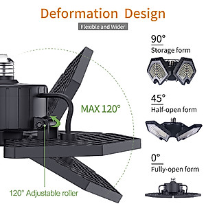 LED Garage Lights, 140W 18500 Lumens Garage Ceiling Lighting, 6000K Daylight with Deformable Three Panels Garage Light Fixture E26/E27 Triple Glow LED Shop Light for Garage Basement Workshop Warehouse