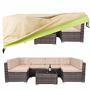 Big Hippo Patio Furniture Covers, Heavy Duty 600D Outdoor Furniture Cover, Waterproof Rectangular Patio Dining Table and Chairs Cover, 126L x 78W x 32H inch