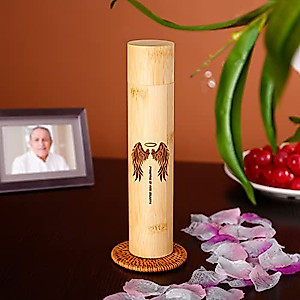 Bamboo Scattering Urn for Human Ashes,Eco Friendly Biodegradable Urn for Human Ashes,9''x2'' Small Scattering Tube for Human Adult Pet Cat Dog Ashes (Set of 2,Angel Wings Pattern)