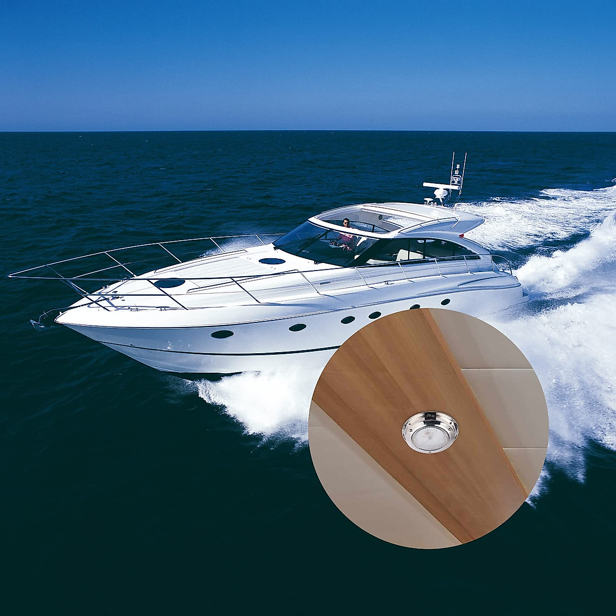 Besramtic Marine Dome Light LED Boat Cabin Lights White with Switch Stainless Steel Surface Mount 12 Volts (4.18 Inches)