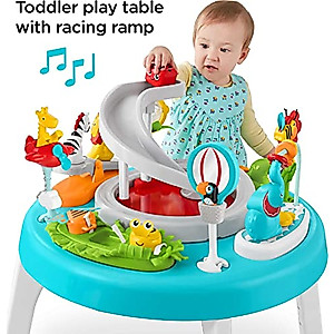 Fisher-Price Baby To Toddler Toy 3-In-1 Sit-To-Stand Activity Center With Music Lights And Spiral Ramp, Jazzy Jungle