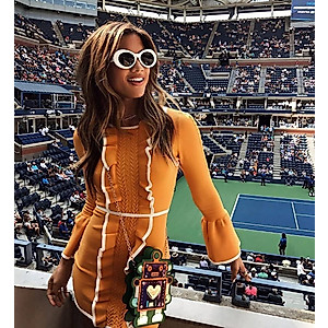 ADMIRING White Oval Round Sunglasses Thick Bold Clout Goggles Oval Mod Retro Vintage Kurt Cobain Inspired Sunglasses Round Lens