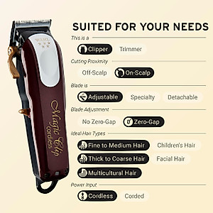 Wahl Professional - 5-Star Magic Clip Cord/Cordless Hair Clipper #8148 - Includes Weighted Cordless Clipper Charging Stand #3801-100 - for Professional Barbers and Stylists
