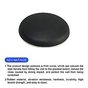 METALLIXITY Door Stopper Wall Protector(40mm/1.57") 4Pcs, Rubber Adhesive Door Handle Stopper - for Door Knob Wall Protectors, Black