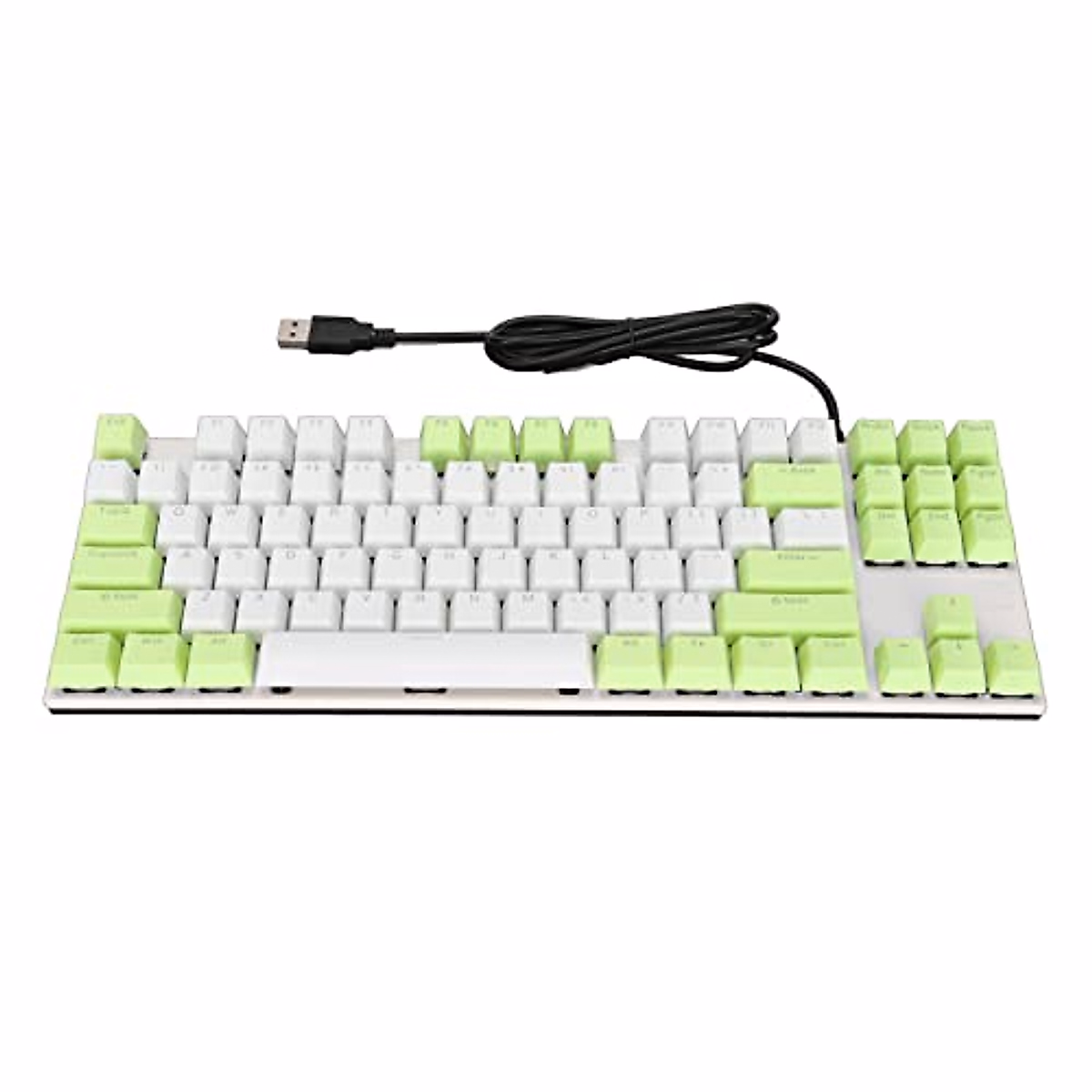 Mechanical Keyboard, 87 Keys Backlight Design Gaming Keyboard, 2 Color Injection Molding Floating Keycaps, Compact Keyboard with Dustproof Blue Switches for Gamers Typists Plug and Play(Green White)
