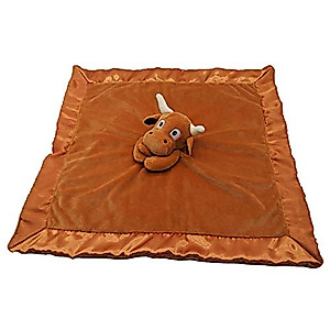 Yikes Twins Longhorn Lovey Blanket for Baby | Large 20" x 20" Baby Lovey for Girls or Boys | Cute Longhorn Security Blanket for Babies and Toddlers