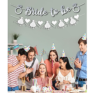 Pre-Strung Bride to Be Banner - NO DIY - Bridal Shower Banner,Bachelorette Bridal Party Decorations - Silver Glitter