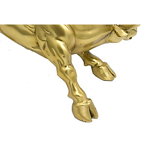 ZHONGJIUYUAN Brass Charging Stock Market Bull Figurine Wall Street Sculptures Bull Ox Statue Feng Shui Scuplture Home Office Decor (Middle Size)