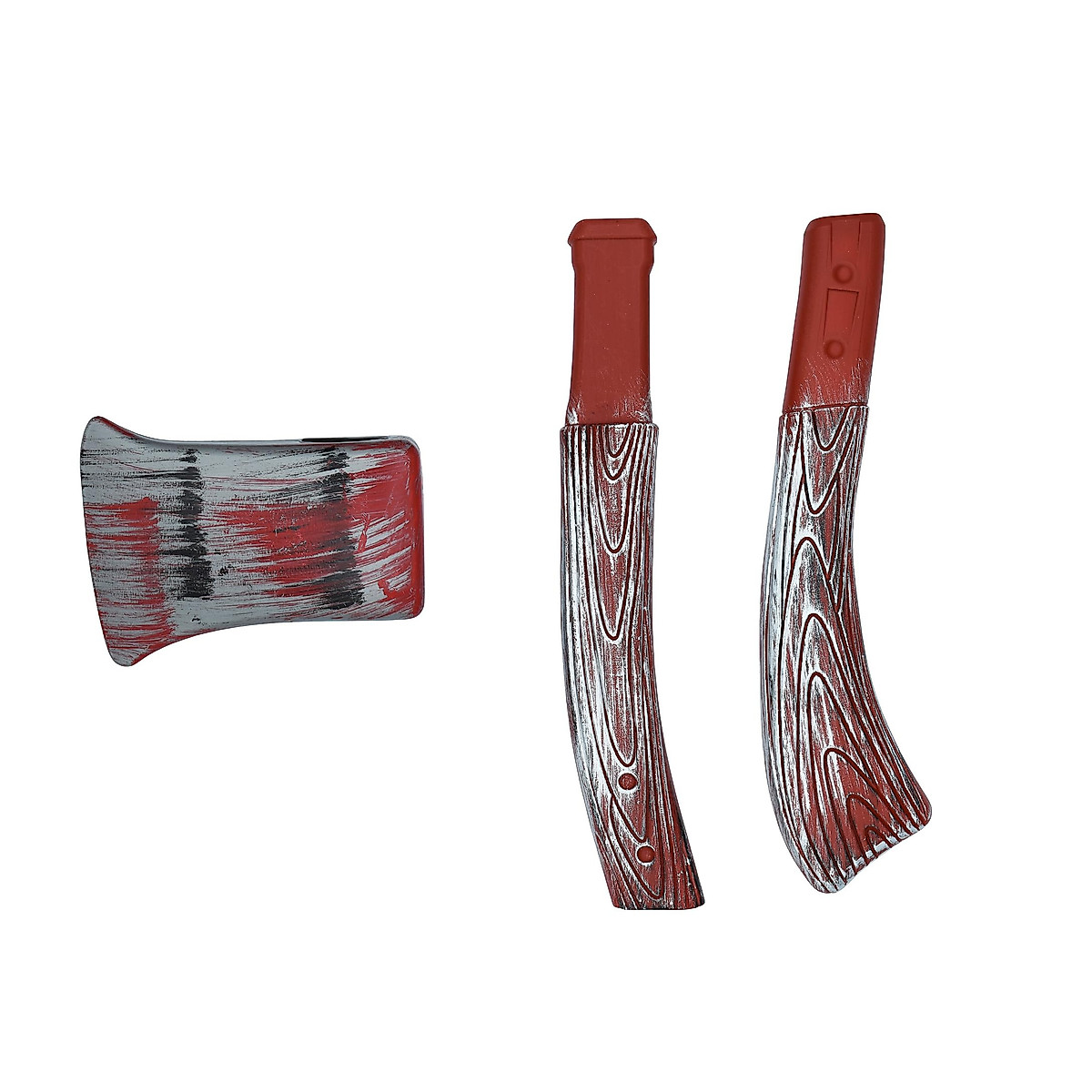 Nicky Bigs Novelties Adult Fake Plastic Bloody Axe Prop - 3 Piece Long Axe Handle Lumberjack Costume Halloween Decoration