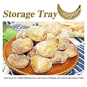 ULTNICE Ramadan Eid Plate Iron Serving Tray 3D Moon Shaped Islam Platter Candy Dish Snacks Dessert Holder Pastry Tray Dishes for Muslim Ramadan Mubarak Home Party Supplies Golden